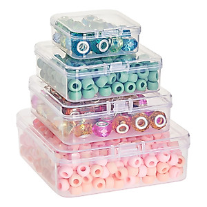 Bright Creations 40 Piece Empty Square Mini Storage Containers with Lids for Crafts, Jewelry, Board Game Storage (4 Sizes)