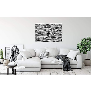 Black and White CANVAS Print Nature Photo Swimming Loon on Water Bird Photography Silver Gray Wall Art Monochrome Home Decor Ready to Hang