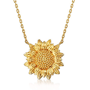 Ross-Simons 14kt Yellow Gold Sunflower Necklace. 18 inches