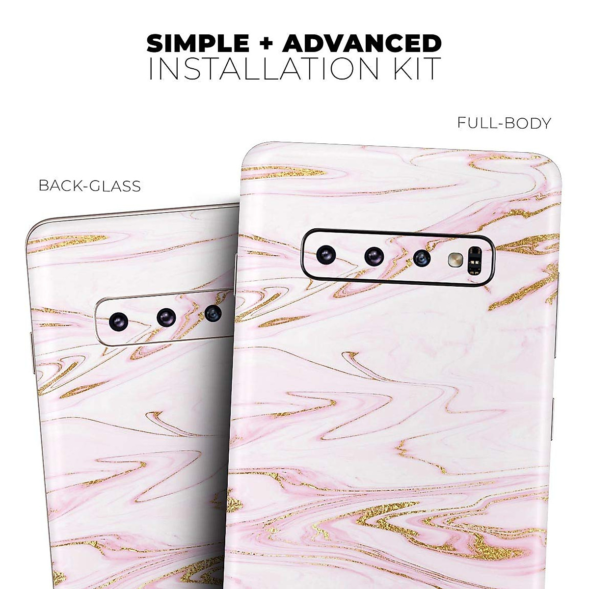 DesignSkinz Rose Pink Marble & Digital Gold Frosted Foil V15 Protective Vinyl Decal Wrap Skin Cover Compatible with The Samsung Galaxy S20 (Screen Trim & Back Glass Skin)