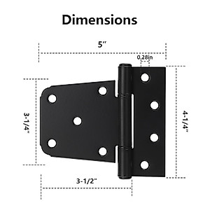 Heavy Duty Gate Hinges 4 Pack, 3.5 Inch Black Shed Barn Door Hinges, Metal Gate Hinges for Wooden Gates Wood Fence Outdoor with Screws, HOME MASTER HARDWARE
