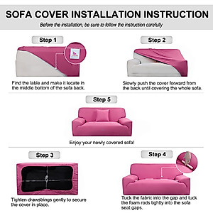 uxcell Stretch Sofa Cover Couch Covers Solid Classic for Sofas Loveseat Armchair Universal Elastic Polyester Furniture with One Pillowcase X-Large Fuchsia