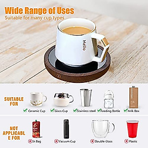 Mug Warmer, KRGMNHR Coffee Warmer for Desk Auto Shut Off, 3-Temperature Settings, Wax Melt Warmer Heating Plate (Up to 180° F), Wood Grain