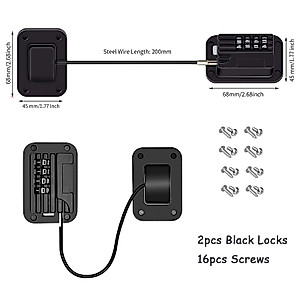 Yormorr 2 Pack Refrigerator Lock Combination Coded, Fridge Lock for Kids Safe, Child Safety Cabinet Window Locks, Baby Door Lock with Strong Adhesive, Black