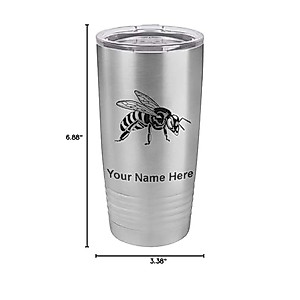 LaserGram 20oz Vacuum Insulated Tumbler Mug, Honey Bee, Personalized Engraving Included (Stainless Steel)