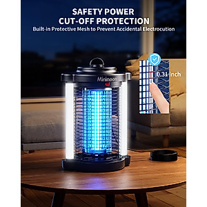 Minimoon Bug Zapper Outdoor, Upgraded Mosquito Zapper with Dual LED Light, 4200V Fly Zapper, 15W Electric Fly Traps Outdoor, IPX4, 8.2Ft Cord, Insect Trap for Yard, Backyard, Patio