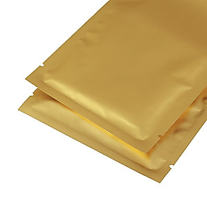 QQ Studio 100 Heat Sealable Mylar Foil Bag Pouch for Sampling Packaging Food Storage Food Safe (SM ~2.3"x3.4", Matte Gold)