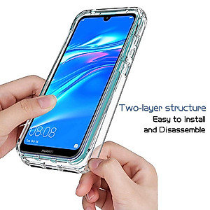 Vavies Compatible with Y7 2019/Y7 Prime 2019 Case, Dub-LX1 Case with Tempered Glass Screen Protector, Full Body Shockproof Clear Flexible Protective Cover Cases for Huawei Y7 Prime 2019 (Clear)