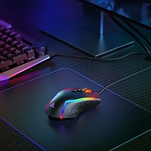 EKSA Gaming Mouse, Computer Mouse with 7 Programmable Buttons, Wired Gaming Mice with Chroma RGB 6 Backlit & Adjustable 8000DPI for Windows PC Gamers