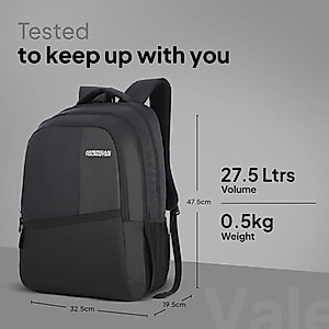 American Tourister VALEX BLACK LAPTOP BACKPACK 28 Ltrs,Volume, LAPTOP COMPARTMENT, BOTTLE POCKET, FRONT ORGANIZER, BLACK, M, laptop bags