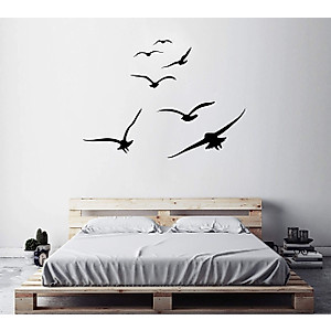 Flying Birds Wall Decals, Birds Vinyl Decals, Dorm Decals, Nursery Wall Decals, Office Decor, Modern Wall Decals for Kids Room Bedroom Living Room, Home Decor Wall Stickers Y20 (Black)