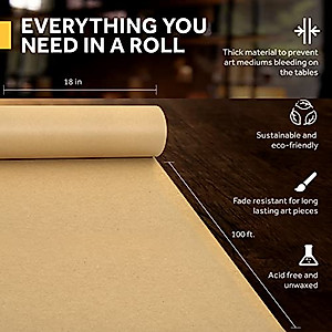 Brown Kraft Paper Roll - 18" x 1,200" (100') Made in The USA - Ideal for Packing, Moving, Gift Wrapping, Postal, Shipping, Parcel, Wall Art, Crafts, Bulletin Boards, Floor Covering, Table Runner