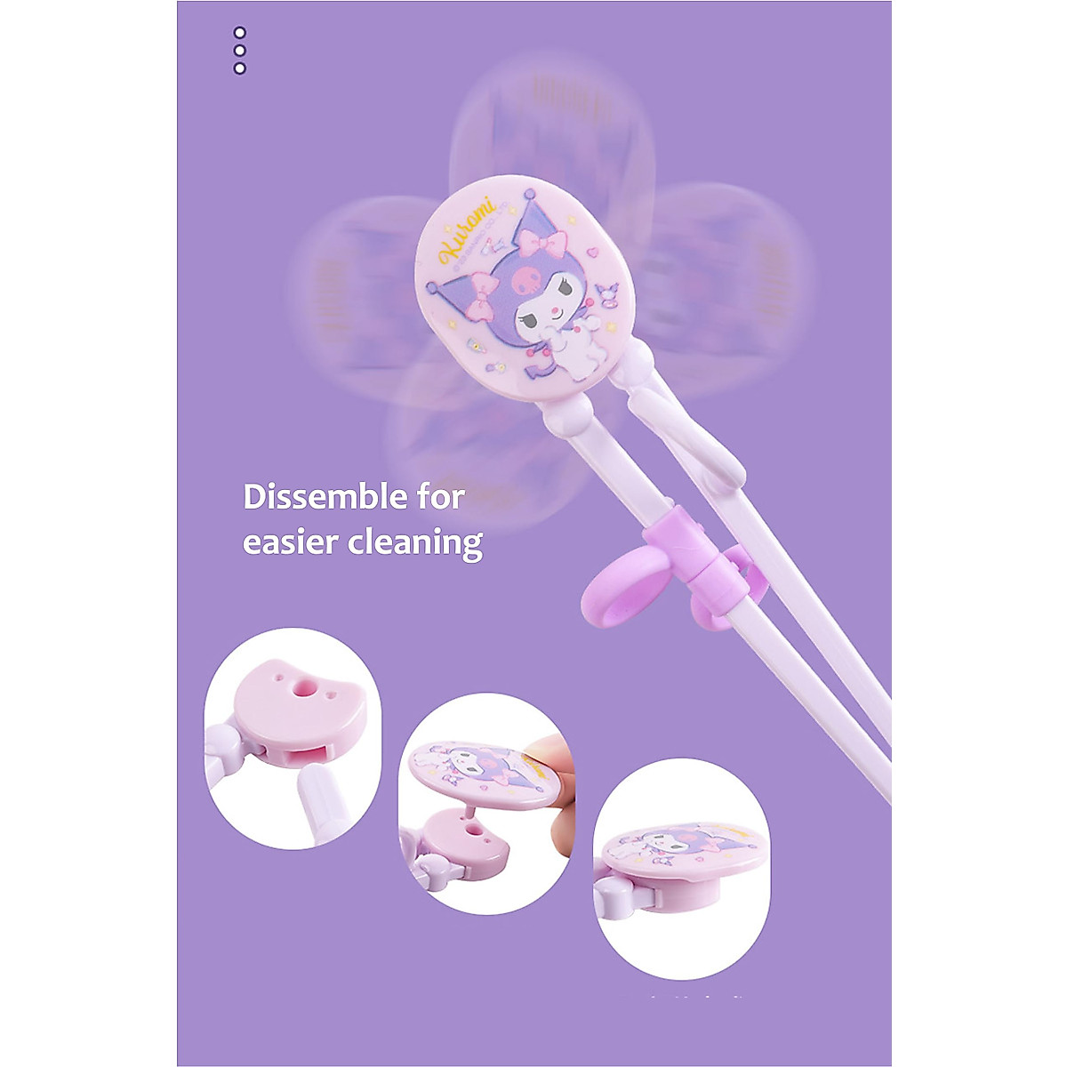 Many Rainbows Kuromi Right-Handed Tranining Chopsticks with Case, Purple