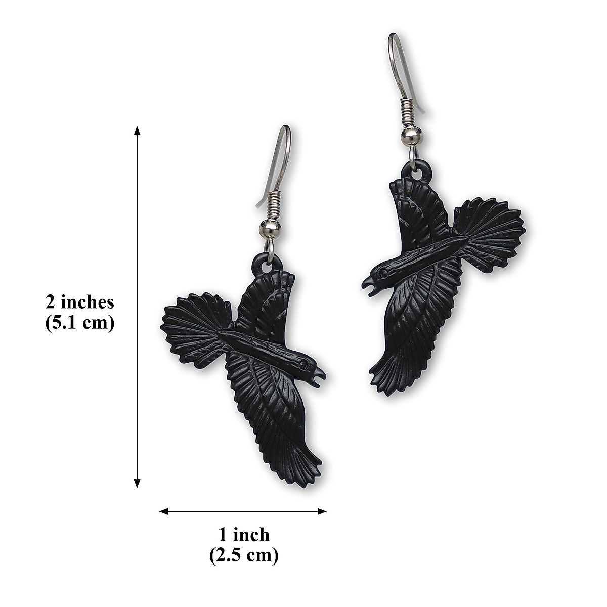 Gothic Black Raven Black Crow Dangle Earrings