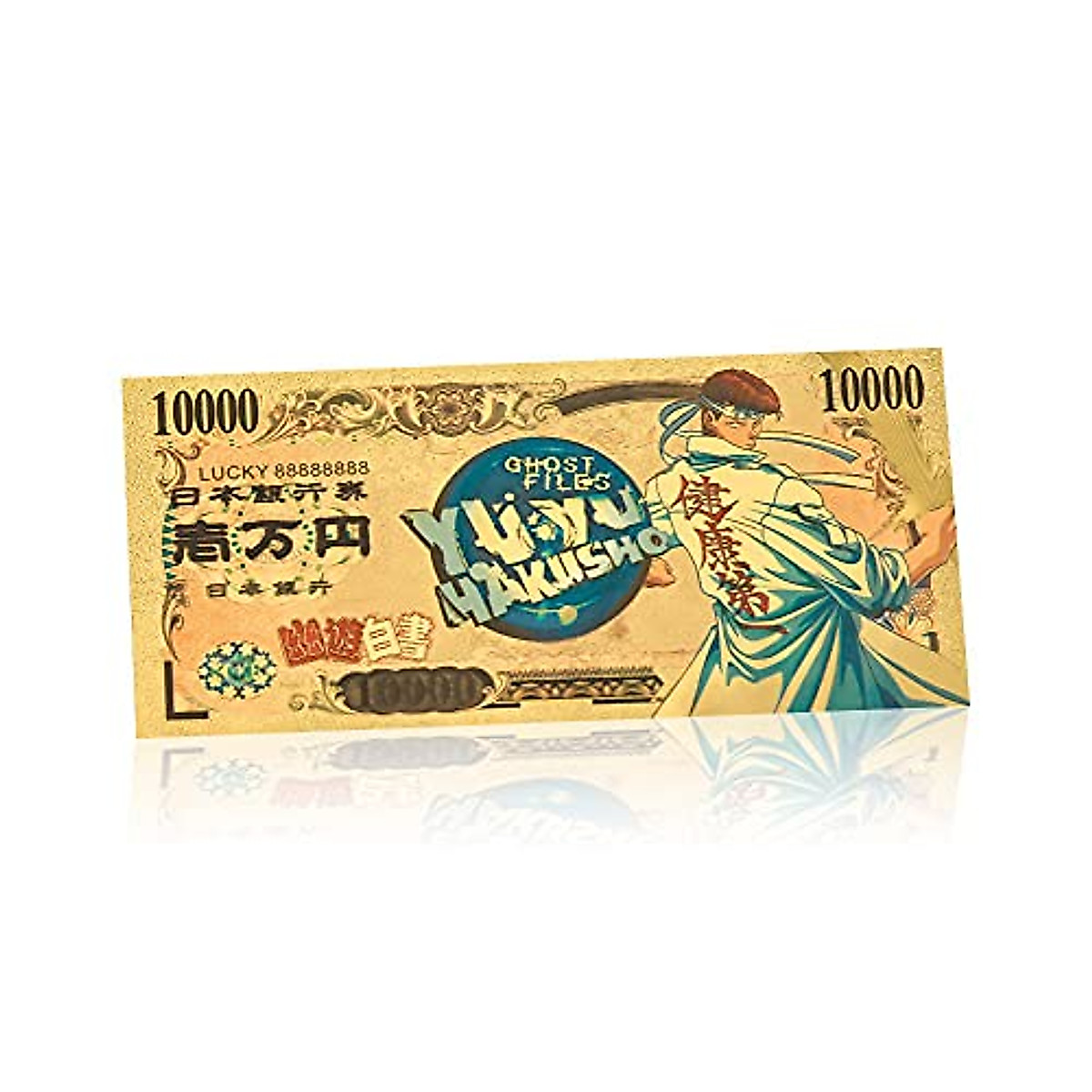YJacuing Anime Yu Yu Hakusho Gold Coated Banknote, Limited Edition Collectible Bill Bookmark (5 PCS Collection)