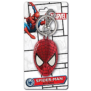 Marvel Spider-Man Colored Head Pewter Key Ring Multi-colored, 1"