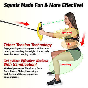 STEALTH Squat Trainer - Home Fitness Equipment & Full Body Workout - Get Lean Sculpted Legs & Glutes Playing Games on Your Phone - Fun Games to Help You Lose Weight - Train Legs, Butt, and Thighs