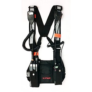 X-FIRE® Updated Dual Portable Radio Chest Rig Harness for Two-Way Radios w/ 3m Reflective. Now with Larger Radio Pocket
