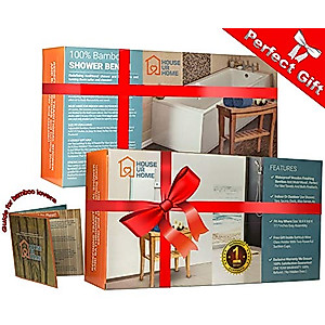 House Ur Home Shower Bench Seat Wooden Spa Bath Deluxe Organizer Stool with Storage Shelf for Seating Chair Perfect for Indoor Or Outdoor - Plus Free Value Gift Including