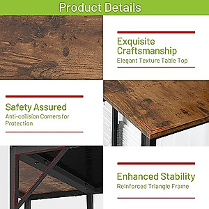 FurnitureR L-Shaped Home Office Computer Desk 66 inches Large Study Writing Student Laptop PC Gaming Corner Table with Shelves for Apartment Dormity Small Spaces, Brown