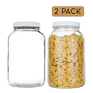 kitchentoolz 1 Gallon Extra Large Glass Mason Jar - Wide Mouth with Airtight Lid - Safe Container for Fermenting, Pickling, and Storing