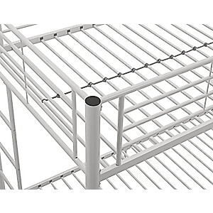 Walker Edison Dunning Urban Industrial Twin over Double Metal Bunk Bed, Twin over Double, White