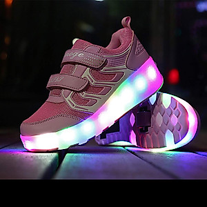 Exgingle Unisex Roller Sneakers Roller Skate Shoes for Boys Girls LED Wheel Shoes 12 M US Little Kid