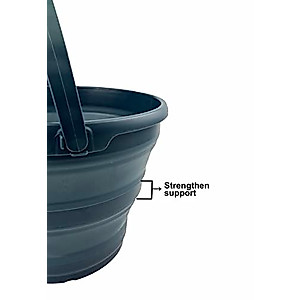 SAMMART 10L (2.6 Gallon) Collapsible Plastic Bucket - Foldable Round Tub - Portable Fishing Water Pail - Space Saving Outdoor Waterpot, Size 33cm Dia (Leaf Blue (Set of 2))