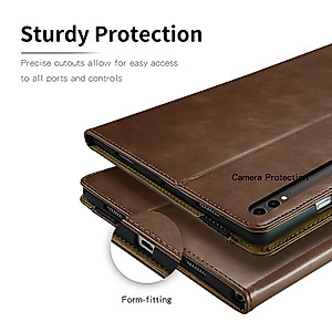 Case for Galaxy Tab S9 Plus 2023/S8 Plus 2022/S7 FE 2021/S7 Plus 2020 12.4 inch Business PU Leather Tablet Cover with Card Slot Pen Holder for Samsung Tab S8+/Tab S7+ Tablet -Brown