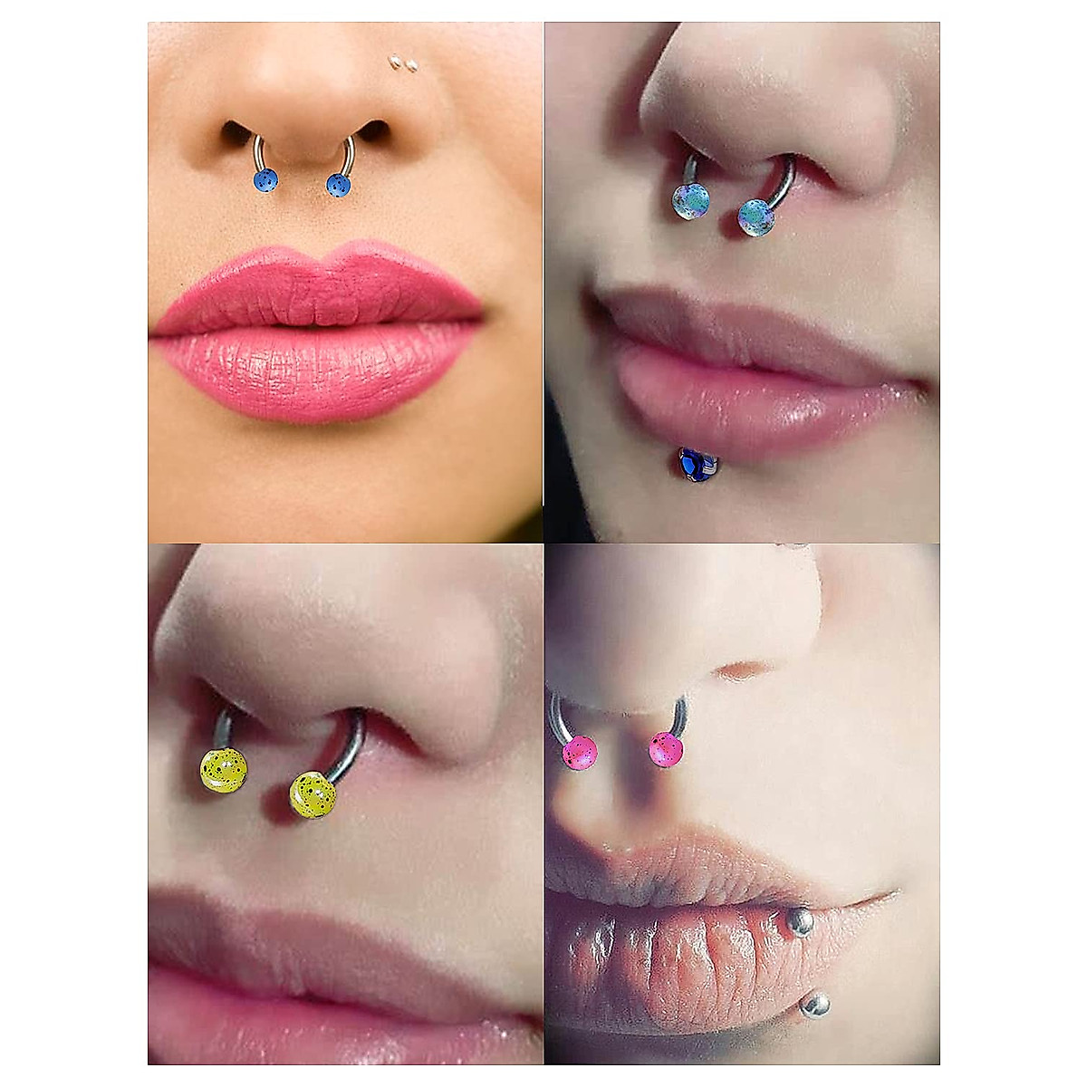 Vsnnsns 16G Surgical Steel Horseshoe Nose Septum Rings Piercing Jewelry Cartilage Helix Tragus Earring Studs Hoop Lip Horseshoe Ring Piercing Jewelry Retainer for Women Men 8mm 52pcs