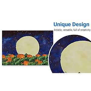 Funnytree 7x5FT Halloween Pumpkin Field Photography Backdrop for Kids Birthday Party Banner Starry Sky Night Moon Background Photo Booth