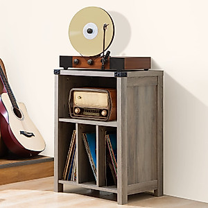 SICOTAS Record Player Stand with Vinyl Record Storage Turntable Stand Table Cabinet with Shelf End Table Night Stands Bed Side Table Nightstand Stereo Cabinet for Living Room Bedroom Office