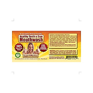 Gum Disease Help, Gum Recession Help -Organic MOUTHWASH -– 100% Pure & Healthy - Organic/nonGMO - Tooth Pain, Sensitivity, Bad Breath, Plaque, Lichen planus.