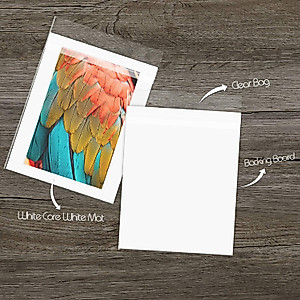 50 set of 11x14 White Photo Mats for 8x12 + backing + bags