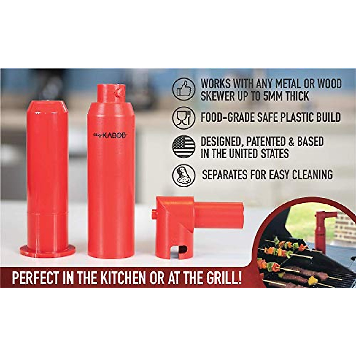Kabob Maker for Skewers, BBQ, Grilling, Camping, Outdoors, Tailgating and Kitchen Patio Barbecue