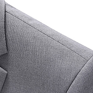 Men's Slim Fit Double Breasted Jacket Slim Fit Business Daily Prom Blazer Peak Lapel Groom Wedding Party Suit Coat (Grey,Large)