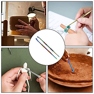 HARSKIYER 6pcs Wax Carving Tools, 4.75 Inch Stainless Steel Double-Ended Sculpting Spoon Tool Clay Sculpting Tools Wax Carving Sculpting Tools (Rainbow)