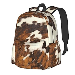 Red and white cowhide Print Bookbag, Backpacks For Women Men Laptop Backpack, Bookbags For Teen Girls Boys