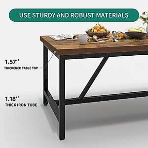 YITAHOME 70.8" Large Kitchen Dining Room Table for 6-8 People, Rustic Brown Farmhouse Industrial Wood Style Rectangle Apartment Dinning Room Dinette Tables for Eating Dinner