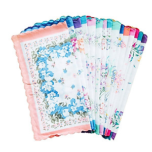 CoCoUSM Womens Vintage Floral Print Cotton handkerchiefs Bulk 10 PCS