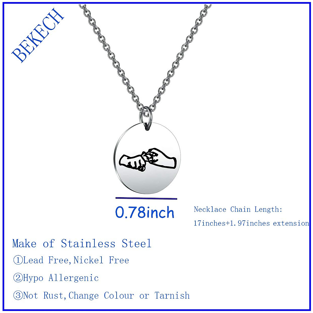 BEKECH ASL Necklace Friendship in Sign Language Charm Pendant Necklace Sign Language Jewelry ASL Friendship Gift ASL BFF Gift