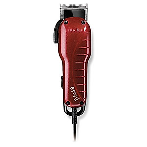 Andis 66215 Professional Envy Hair Clipper – High-Speed Adjustable Carbon-Steel Blade with Powerful Motor, 7200 Cutting Strokes Per Minute, Hanger Loop with Balanced Clipper Red & Black