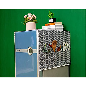 Dezapuby Dust-Proof Refrigerator Cover Cotton Washing Machine Top Protector with Side Storage Bags Universal Cover Cloth for Home and Kitchen (Gray Arrow)
