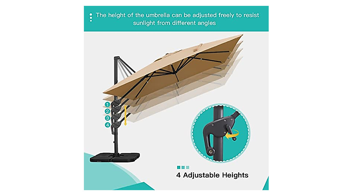 Sunnyglade 10x13ft Cantilever Patio Umbrella - 360° Rotation & Tilt