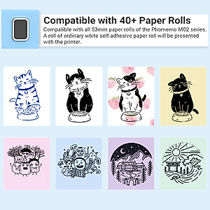 PokeLabel Portable Mini Sticker Printer, M02D Portable Wireless Printer with 1 Roll Paper, Compatible with iOS Android, Pocket Printer for Small Business, Bullet Journal, Work Plans, Memos