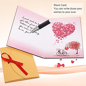 Creawoo Handmade Walnut Wood Love Greeting Card with Unique Gift Card Box The Best Valentine's Day, Anniversary Birthday Gift Idea Card for Her, Him, Wife, Husband