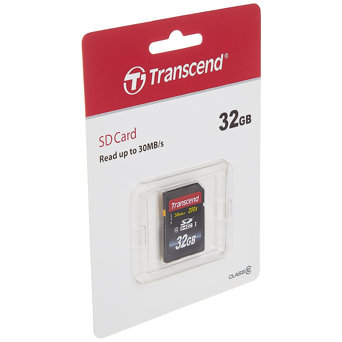 Transcend 32GB SDHC Class 10 Flash Memory Card Up to 30MB/s (TS32GSDHC10), Blue