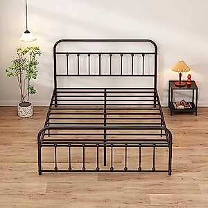 Closadin Classic Metal Platform Bed Frame with Heaboard and Footboard,Strong Metal Slats Support,No Box Spring Needed,Easy Assembly,Queen Size,Black
