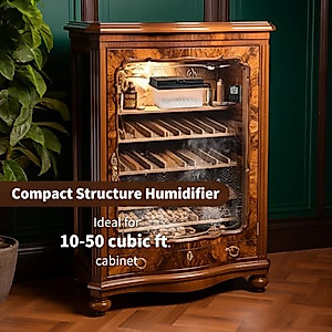 Briidea Electric Humidifiers for Cabinet (10-50 Cubic Ft.), 60% RH~80% RH Humidity Setting Values, Perfect Monitoring Temperature and Humidity, 12V Adapter Power Supply