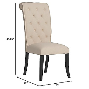 Signature Design by Ashley Tripton Classic Tufted Upholstered Armless Dining Chair, 2 Count, Beige